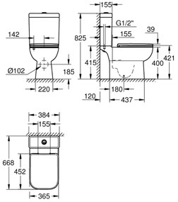 GROHE 39951000 - WC kombi START EDGE 384 × 668 mm keramika/bílá