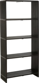 Knihovna J-line Cubic se 4 policemi z teakového dřeva černý – 88*35*190 cm