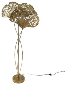 Zlatá antik stojací lampa s listy Ginko - Ø  62*161 cm E27/max 1*60W