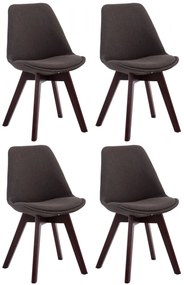 Židle Borne V2 látka (SET 4 ks), dřevené nohy ořech - Tmavě šedá