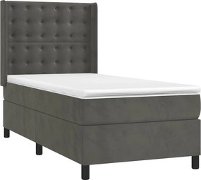 Box spring postel s matrací a LED tmavě šedá 80 x 200 cm samet 3139770