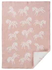Vlněná dětská deka Pony dusty pink 65x90, Klippan Švédsko Růžová