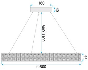 Toolight Závěsné LED osvětlení Crystal LE7 MS005-CP 50 cm chrom