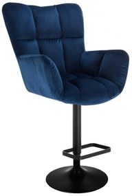 LuxuryForm DESIGN Barové křeslo AURORA VELUR na černé kulaté podstavě - modré