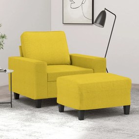 Křeslo s podnožkou světle žluté 60 cm textil 3201148