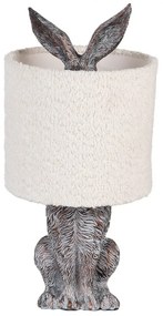 Hnědošedá stolní lampa králík s bílým režným stínidlem Konijn – 20x43 cm