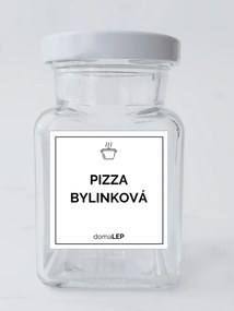 Samolepka na kořenky PIZZA BYLINKOVÁ bílá 5 × 5 cm tučné písmo