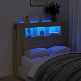 vidaXL Čelo postele s LED 120 x 18,5 x 103,5 cm kompozit [837342] Barva: hnědý dub