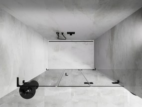 Mexen Lunar-F, L pravé skládací sprchové dveře 150 cm, 8mm čiré sklo, černý matný profil, 836SL-150-050-70-00-P