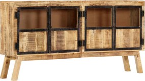 Příborník hnědo-černý 160 x 30 x 80 cm masivní hrubý mangovník 247994
