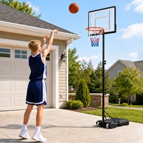 Costway Výškově nastavitelný basketbalový stojan s kolečky, ruční klikou