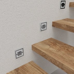 Schodišťové LED svítidlo Quadro, 1x LED 0,6w, 3000k, s, pohybový senzor