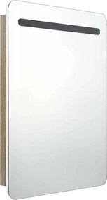 LED koupelnová skříňka se zrcadlem bílá a dub 60 x 11 x 80 cm 326508