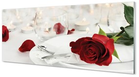 akrylový obraz večeře svíčky růže 120x60 cm