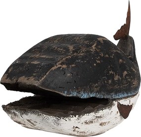 Černo-bílá dřevěná dekorace Velryba Nauticco - 36*15*23 cm