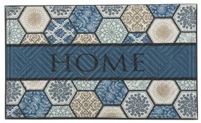 Textilní gumová čistící vnitřní vstupní rohož FLOMA Blue Tiles - 45 x 75 x 1,1 c