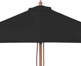 Zahradní slunečník s dřevěnou tyčí černý 150 x 200 cm 313884