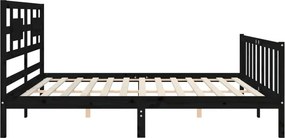 Rám postele s čelem černý 200 x 200 cm masivní dřevo 3192580