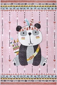 Koberec 160 x 235 cm, růžová panda s měkkými štětinami