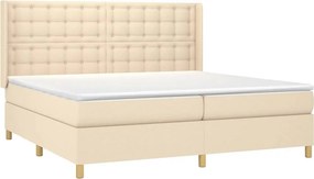 Box spring postel s matrací krémová 200x200 cm textil 3132342