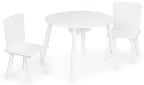 Dětský nábytek, kulatý stoleček + dvě židličky ECO TOYS - bílé