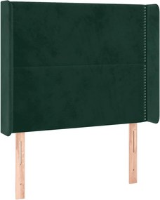 Box spring postel s matrací a LED tmavě zelená 100x200 cm samet 3139490