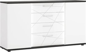 Komoda Venezia VENK01 2D4S bílý alpský/dub vicenza černá/mdf bílý L