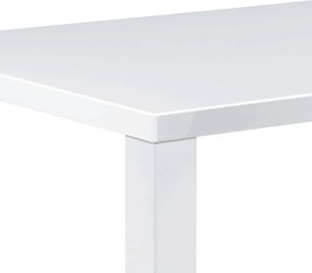 Jídelní stůl 120x80x76 cm, vysoký lesk – deska pro čtyři osoby bílá