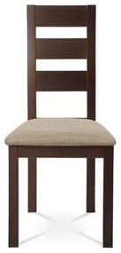 Autronic Dřevěná jídelní židle Jídelní židle masiv buk, barva ořech, látkový béžový potah (BC-2603 WAL)