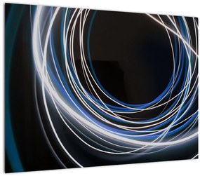 Skleněný obraz modrých linek (70x50 cm)
