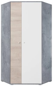 Meblar Rohová skříň Sigma SI2 Barva: Beton/Bílý Lux/Dub
