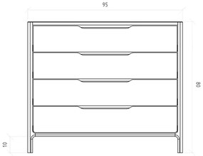 Nízká komoda z dubového dřeva v přírodní barvě 95x80 cm Twig – The Beds