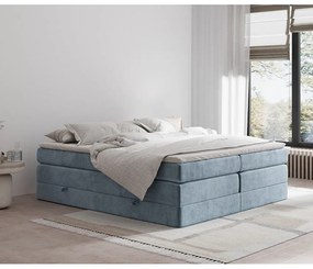Modrá boxspring postel s úložným prostorem/bez čela 200x200 cm Juniper – Maison de Rêve