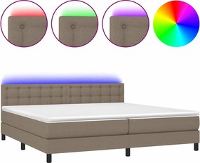Box spring postel s matrací a LED taupe 200x200 cm textil 3133505