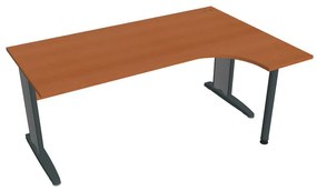 Stůl ergo oblouk levý 180×120/80 cm - Hobis Cross CE 1800 L Dekor stolové desky: třešeň, Dekor lamino podnože: třešeň, Barva nohou: černá