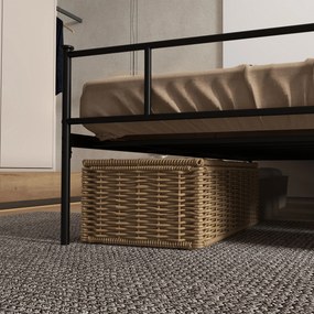 HOMCOM ocelový rám dvojité postele 160x200cm s integrovanými laťkami, čelem a nohama, úložným prostorem pod postelí, černý