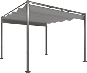 zahradní pergola 3 x 3 m se stahovací střechou, pavilon, stínící stříška, UPF30+, šedá barva