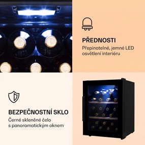 Klarstein Barossa 34 Duo, vinotéka, 34 lahví, 2 zóny, skleněné dveře, dotykové ovládání, černá