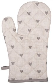 Béžovo-šedá bavlněná chňapka - rukavice se srdíčky Love It - 18*30 cm
