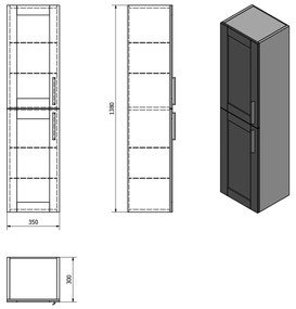 Sapho, AMIA skříňka vysoká 35x140x30cm, levá/pravá, dub Collingwood (AM021LP), AM020-1919