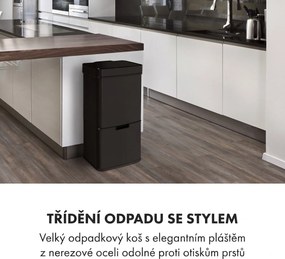 Klarstein TouchLess Black Stainless Steel, odpadkový koš, senzor, 72 l, černý