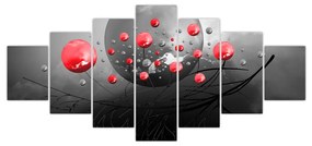 Obraz červených abstraktních koulí (210x100 cm)