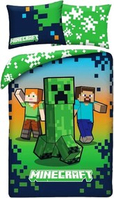 Oboustranné ložní povlečení z mikrovlákna Minecraft - motiv Steve, Alex a Creeper - 70x90 cm + 140x200 cm