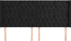 Čelo postele typu ušák černé 183x16x118/128 cm samet 3119978