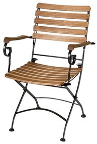 Sunfun Moni Zahradní židle s područkami, 55 × 57 × 88 cm, ocel, dřevo, přírodní