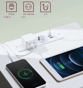 Sada 2 ks nočních stolků Vasagle Girgo se zásuvkou a USB porty bílá II