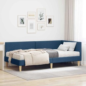 Rohový rám postele s matrací Jiný s čelo 2 ks Modrá textil 3393756