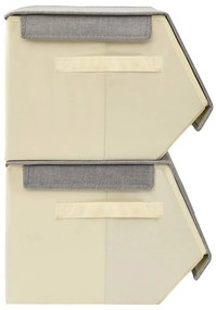 vidaXL Stohovatelné úložné boxy s víkem sada 8 ks textil šedé/krémové
