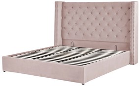Sametová postel s úložným prostorem 180 x 200 cm růžová LUBBON Beliani