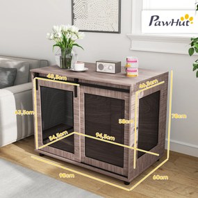 Přepravka pro psy, přepravní box pro psy, ústupový box pro domácí zvířata, uzamykatelné dveře, 98 x 60 x 78 cm, světle hnědá barva